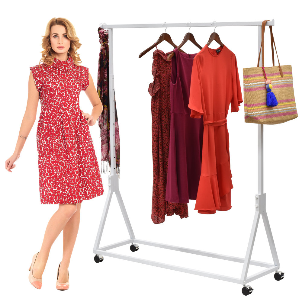 Rebrilliant Modern White Mobile Clothing Rack - Wayfair Canada