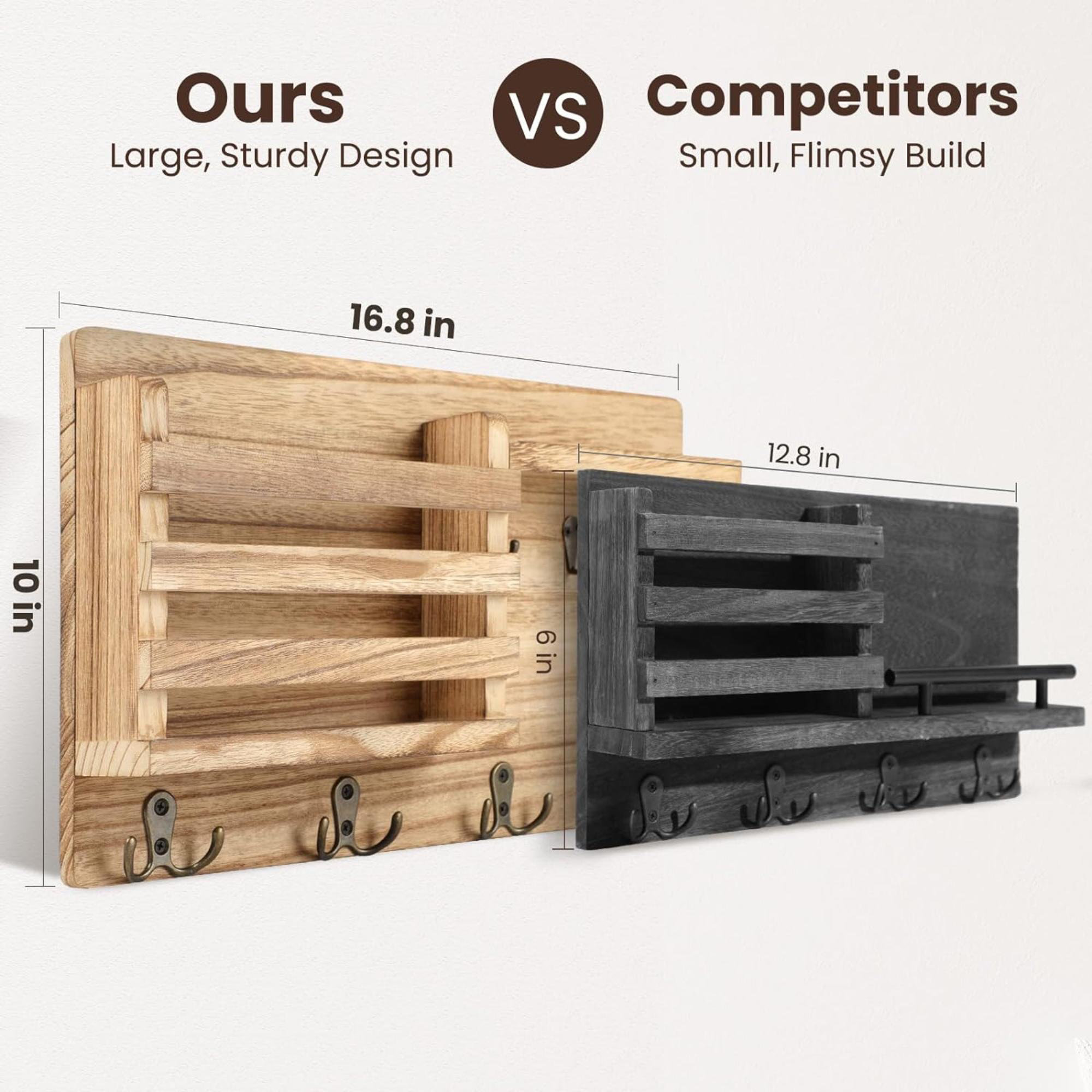 Millwood Pines Mail Holder For Wall Mail Organizer With Key Hooks ...