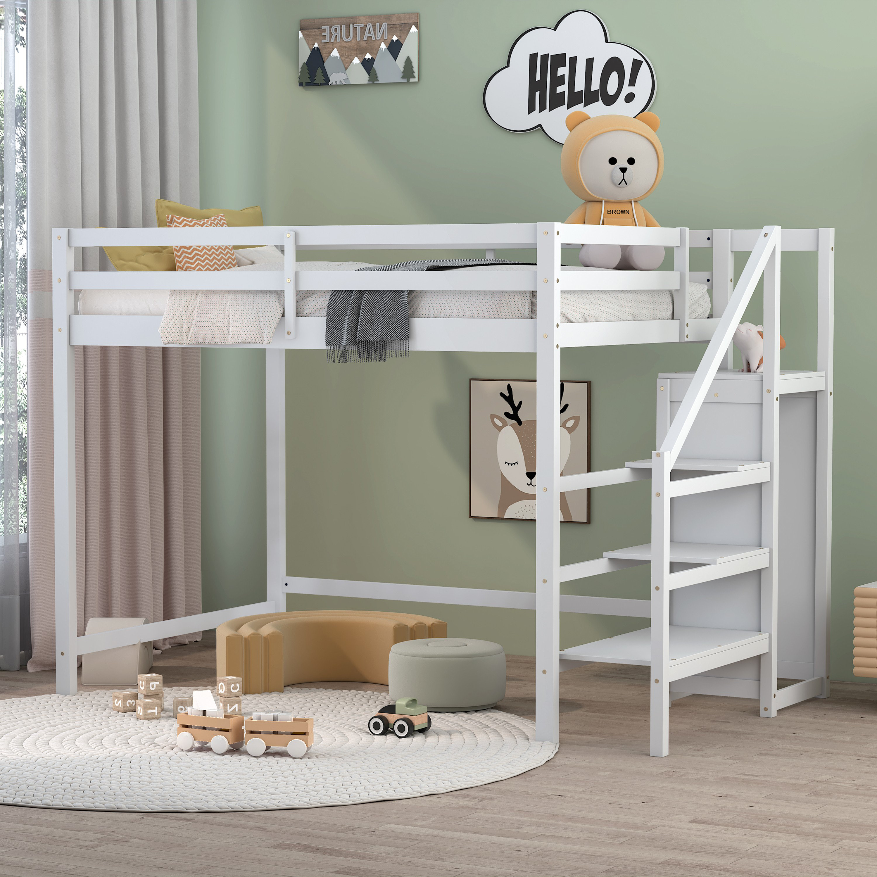 Harriet Bee Haisam Full Loft Bed by Harriet Bee | Wayfair