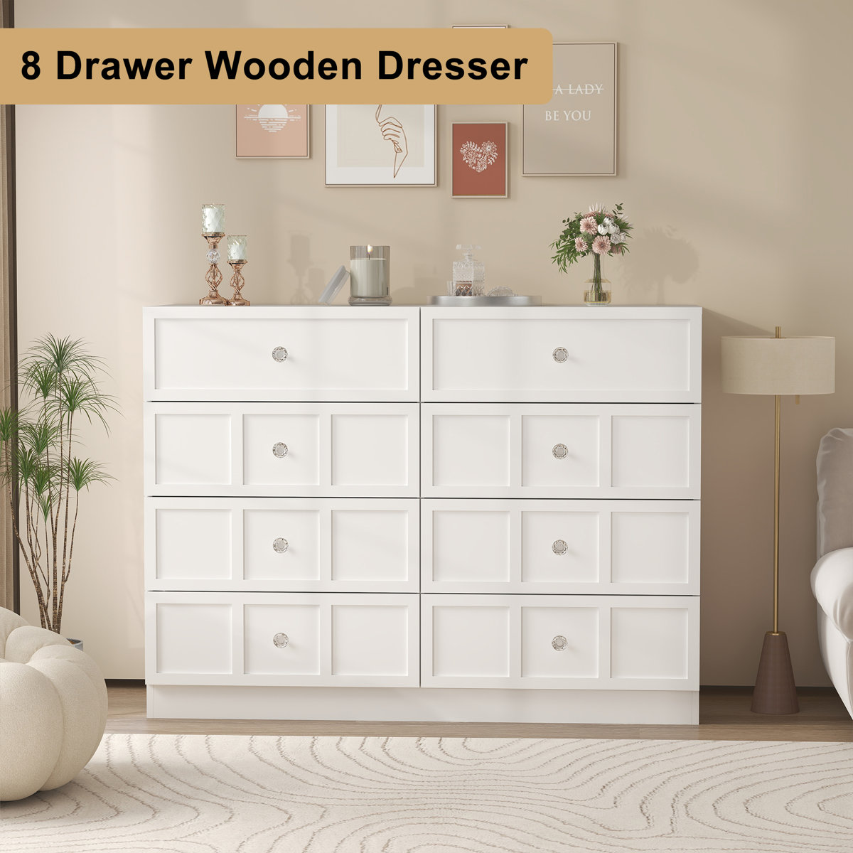 Latitude Run® Bedroom Dressers With 8 Drawers: 47" Wood Dressers For ...