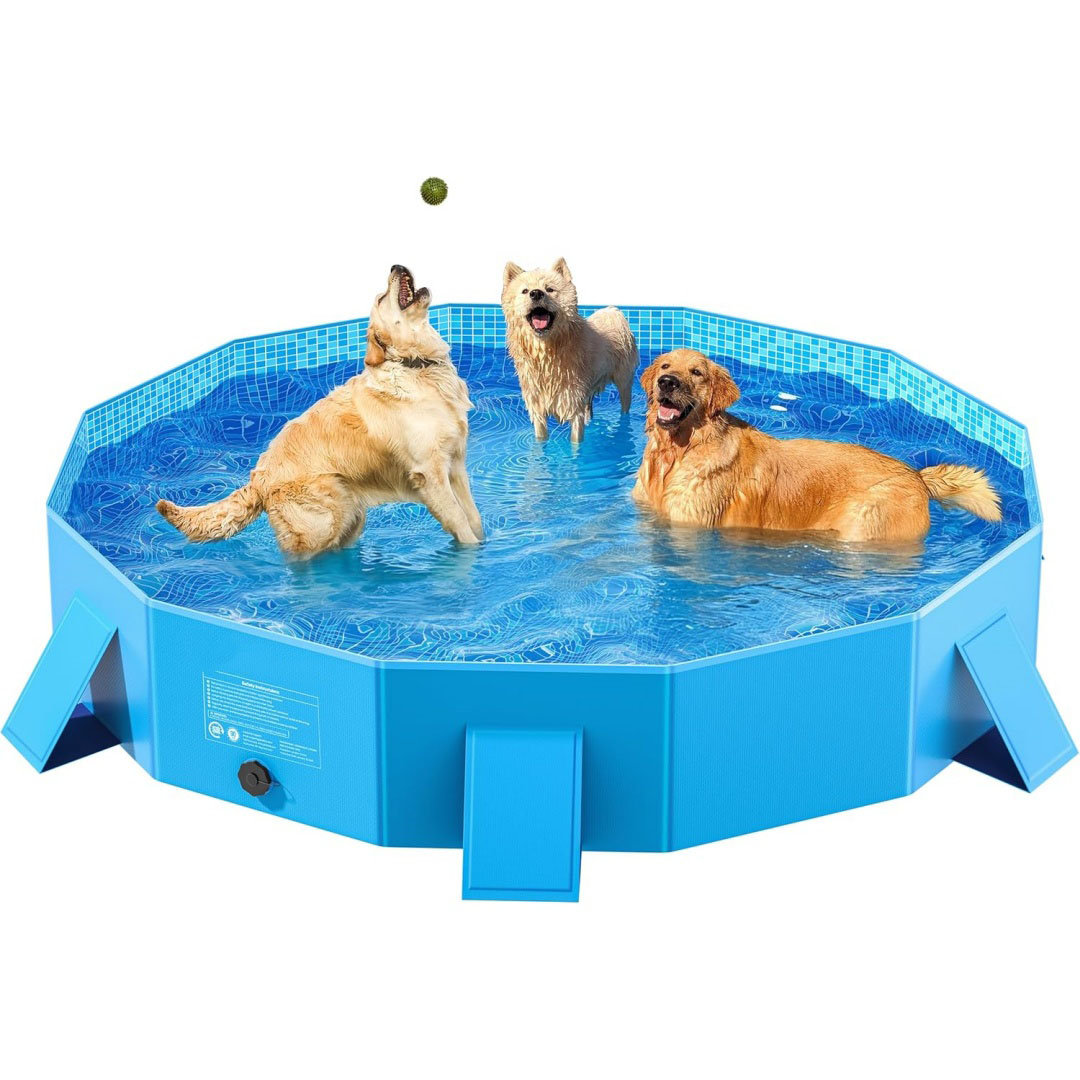 DESIGN SHOP BY SHELL Foldable Dog Kiddie Pool With Stable Side Support ...