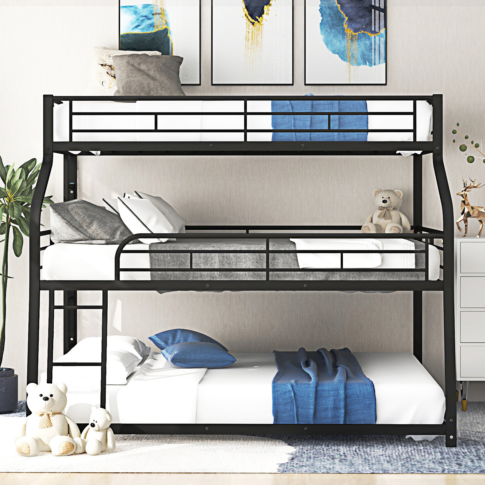 Isabelle & Max™ Triple Bunk Bed With Long And Short Ladder And-Length ...
