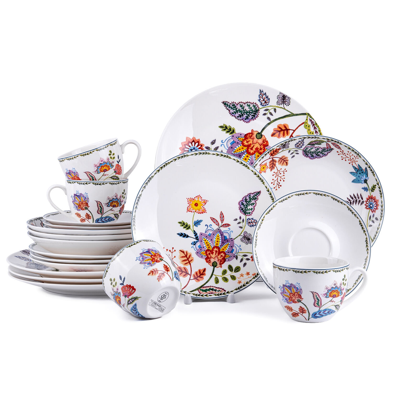 STP Goods Flower Garden Dinnerware Bone China Set For 4 Pers. (20 ...