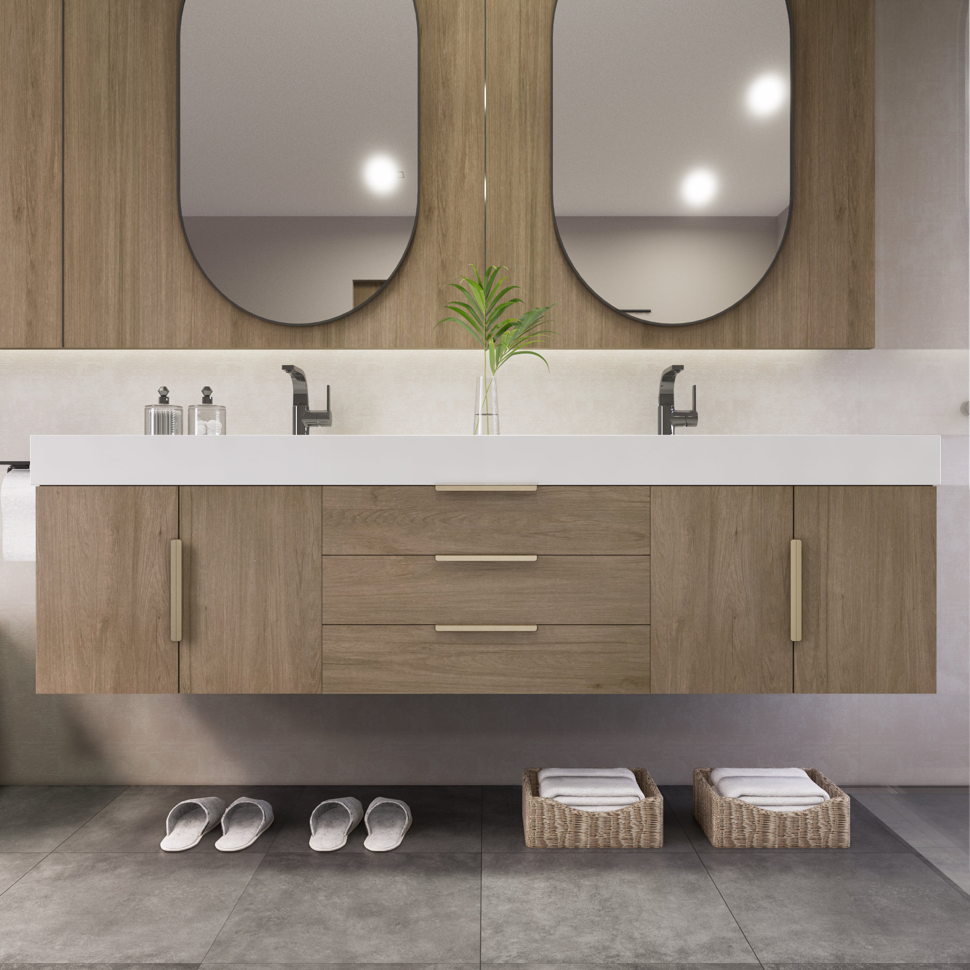 Willa Arlo™ Interiors Edinger 72'' Wall Mounted Double Bathroom Vanity ...