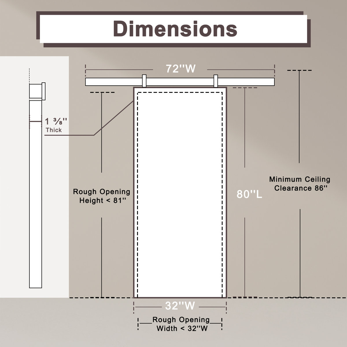 Win Stellar 80" Hidden Style Track White Primed 1-Lite Glass Mirrored ...
