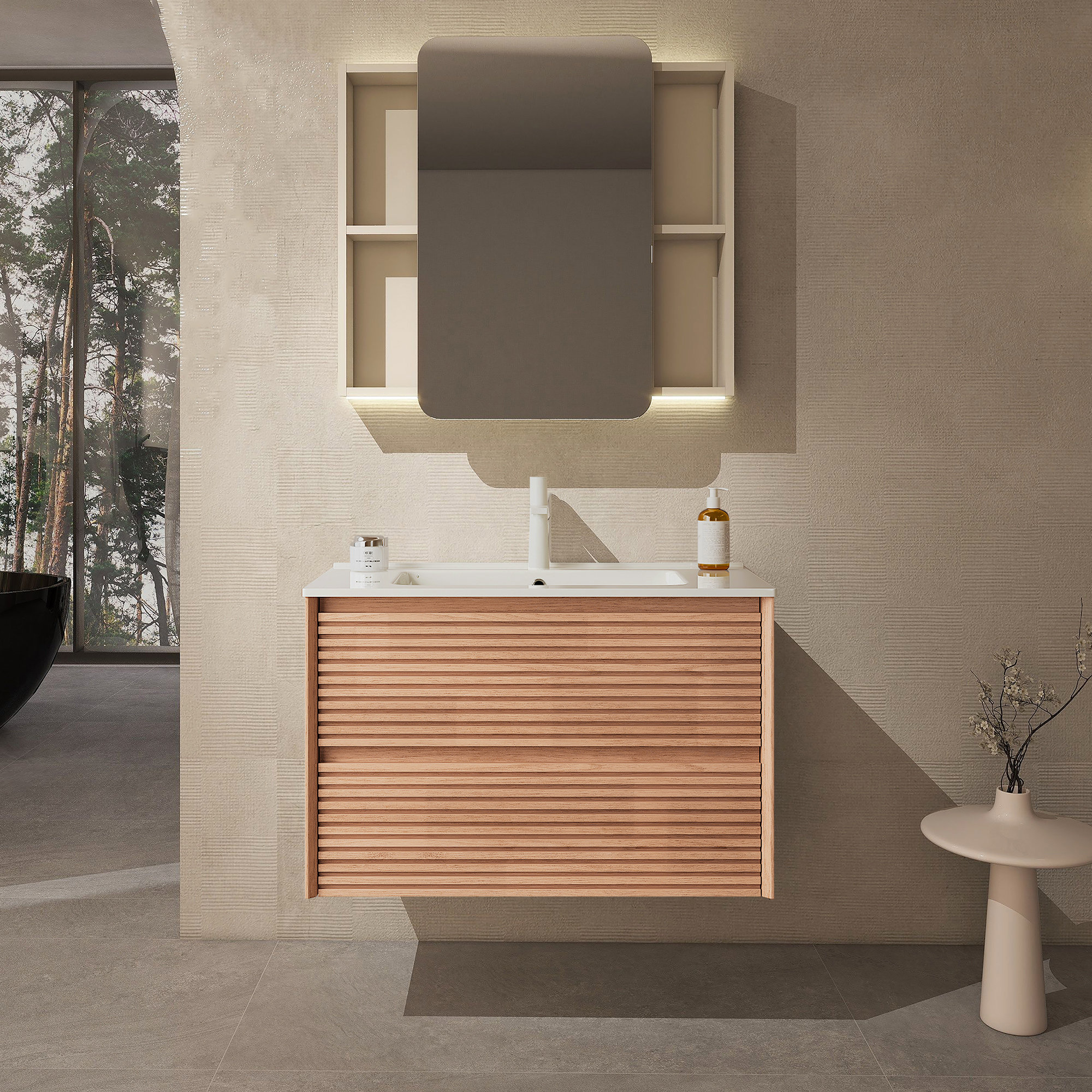 Ebern Designs 30'' Modern Bathroom Vanity With Ceramic Sink 2 Drawer ...