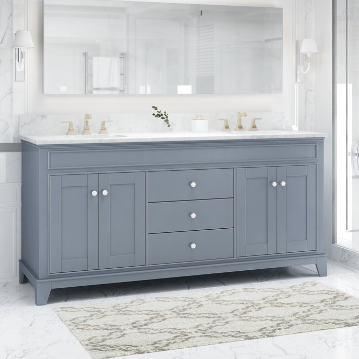 Home Loft Concepts Janice Locke 72" Double Bathroom Vanity Base Only ...