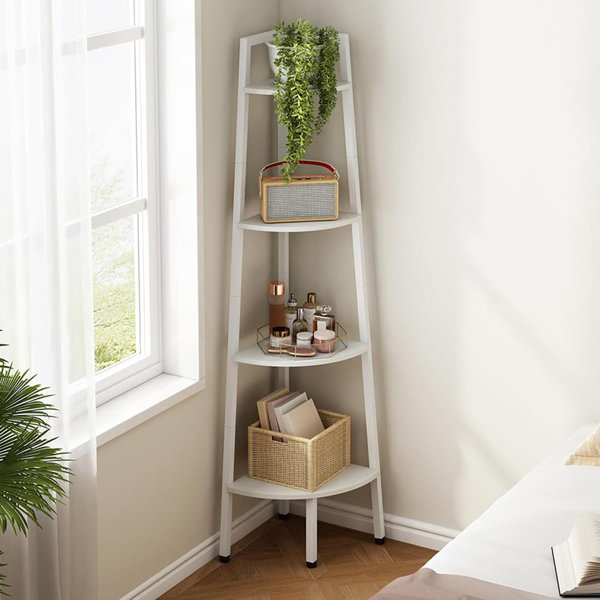 17 Stories Four level corner bookshelf, corner ladder, display stand ...