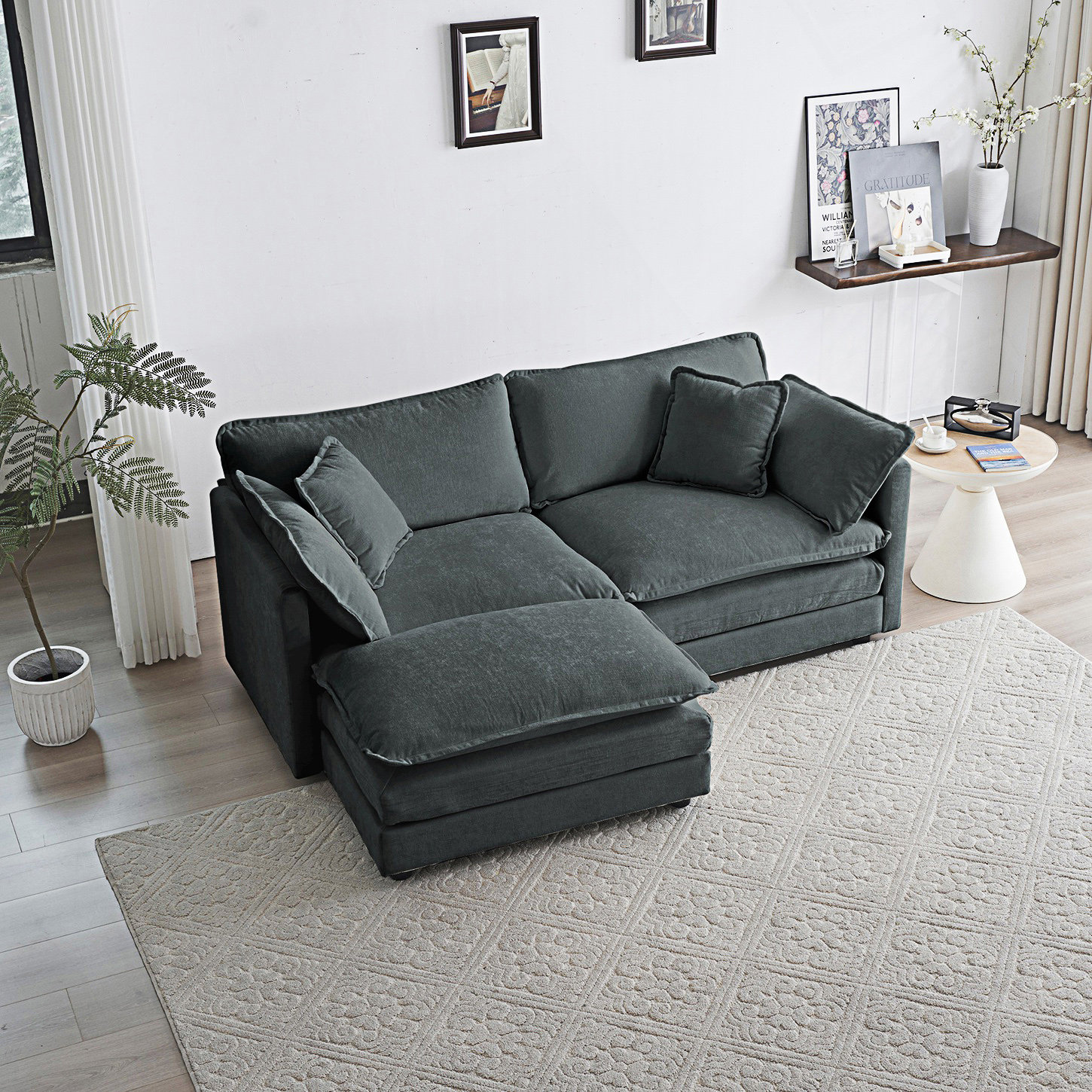 George Oliver Two-Seater Sofa With 1 Footrest, 2 Seater L-Shaped Sectional With Ottoman | Wayfair