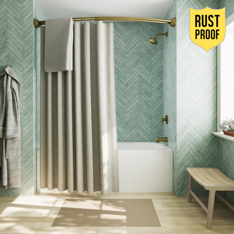 Passetas Double Curved Tension Shower Curtain Rod, No Drilling ...