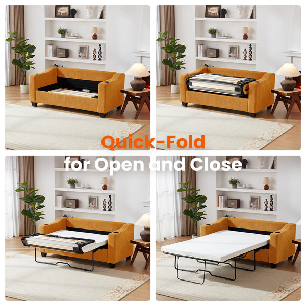 Latitude Run® Deane Collection Pull Out Sofa Bed Modern Corduroy and ...