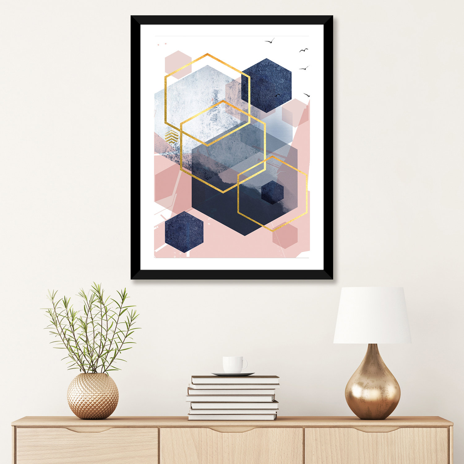 East Urban Home Abstract Navy Blush Gold I by Urban Epiphany - Graphic ...