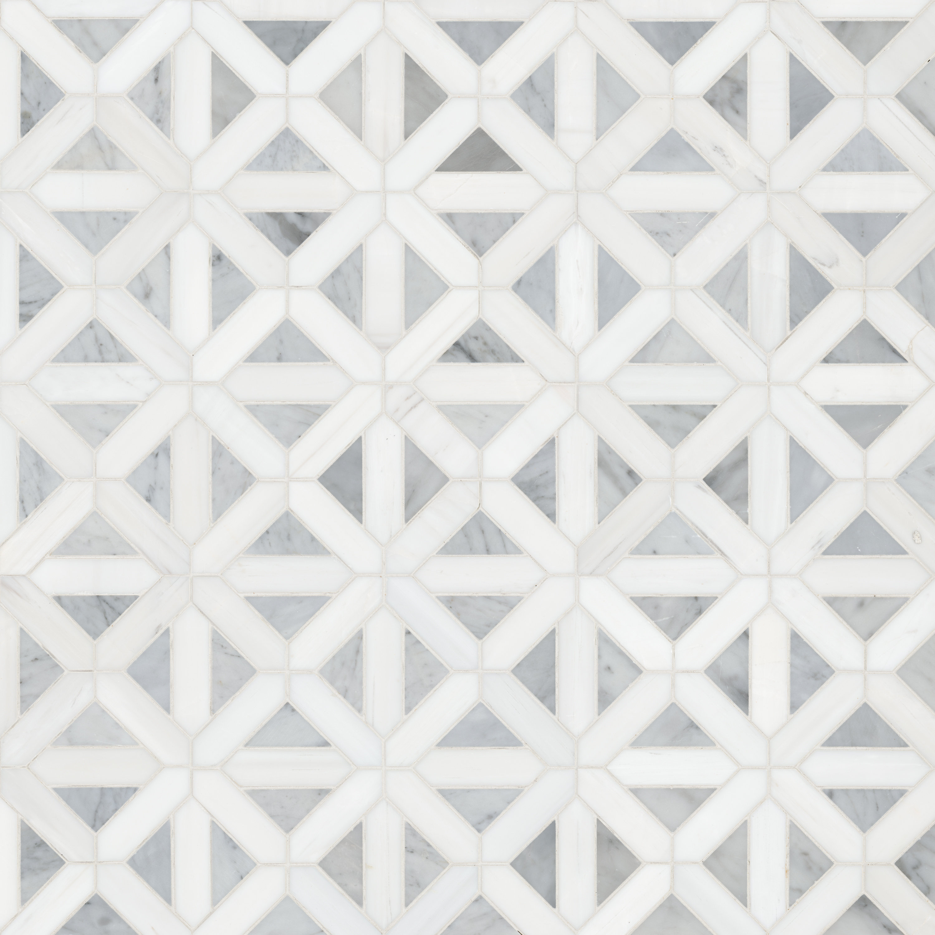 Ackland Calabria Frost Geometric 12 in. x 12 in. Polished Marble Mosaic ...