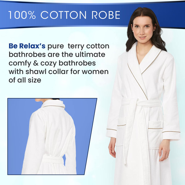 Arsuite 100% Turkish Cotton Terry Cloth Ankle Bathrobe with Pockets ...