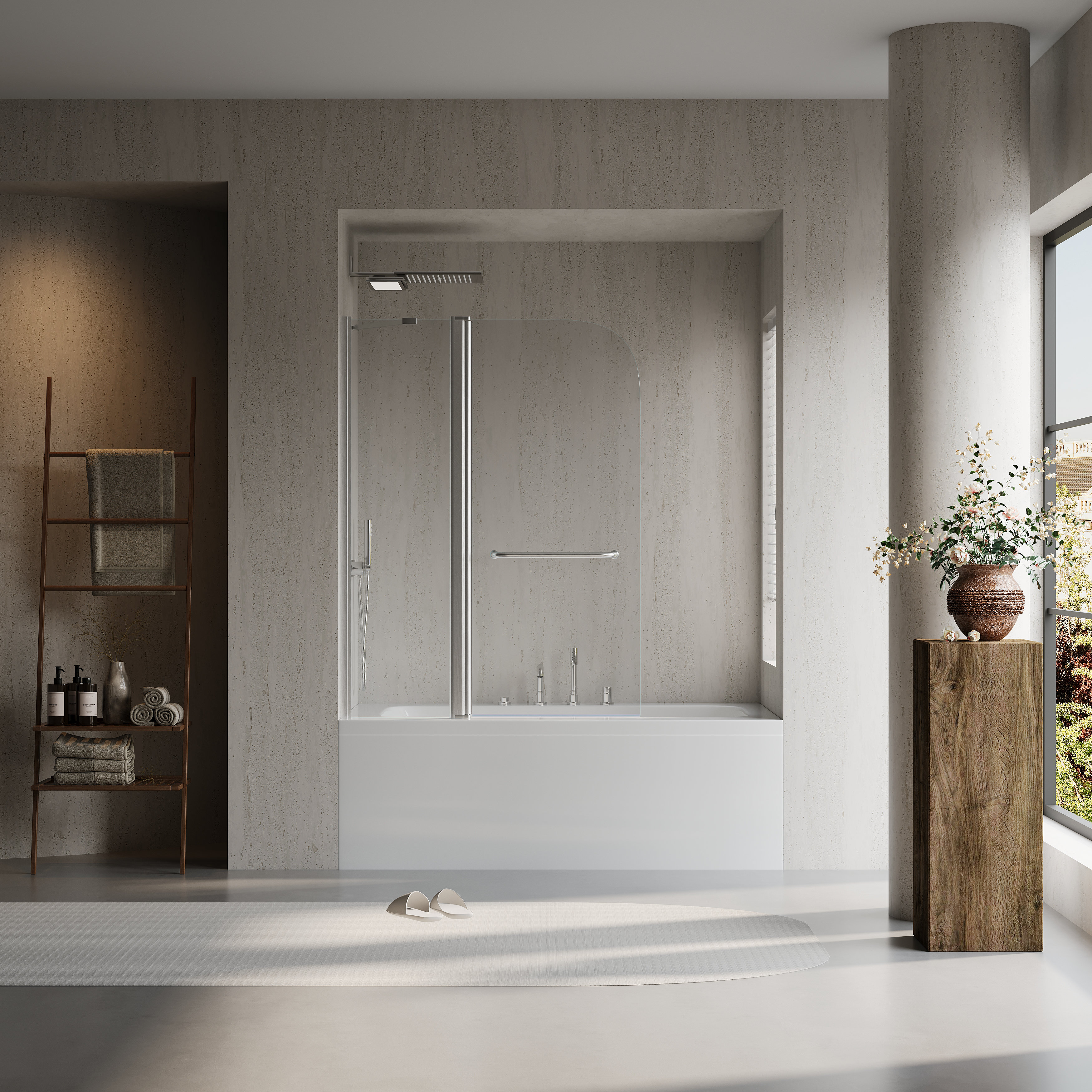 Dovelina One Rotation Shaft Shower Door with 1/4" Tempered Glass | Wayfair