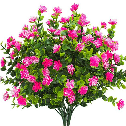 Primrue 4 Bundles Artificial Flowers Outdoor Fake Plants Faux Floral ...