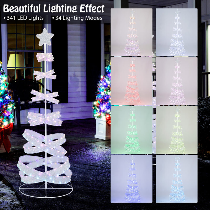The Holiday Aisle® Pre-lit Spiral Christmas Artificial Tree Lighted ...