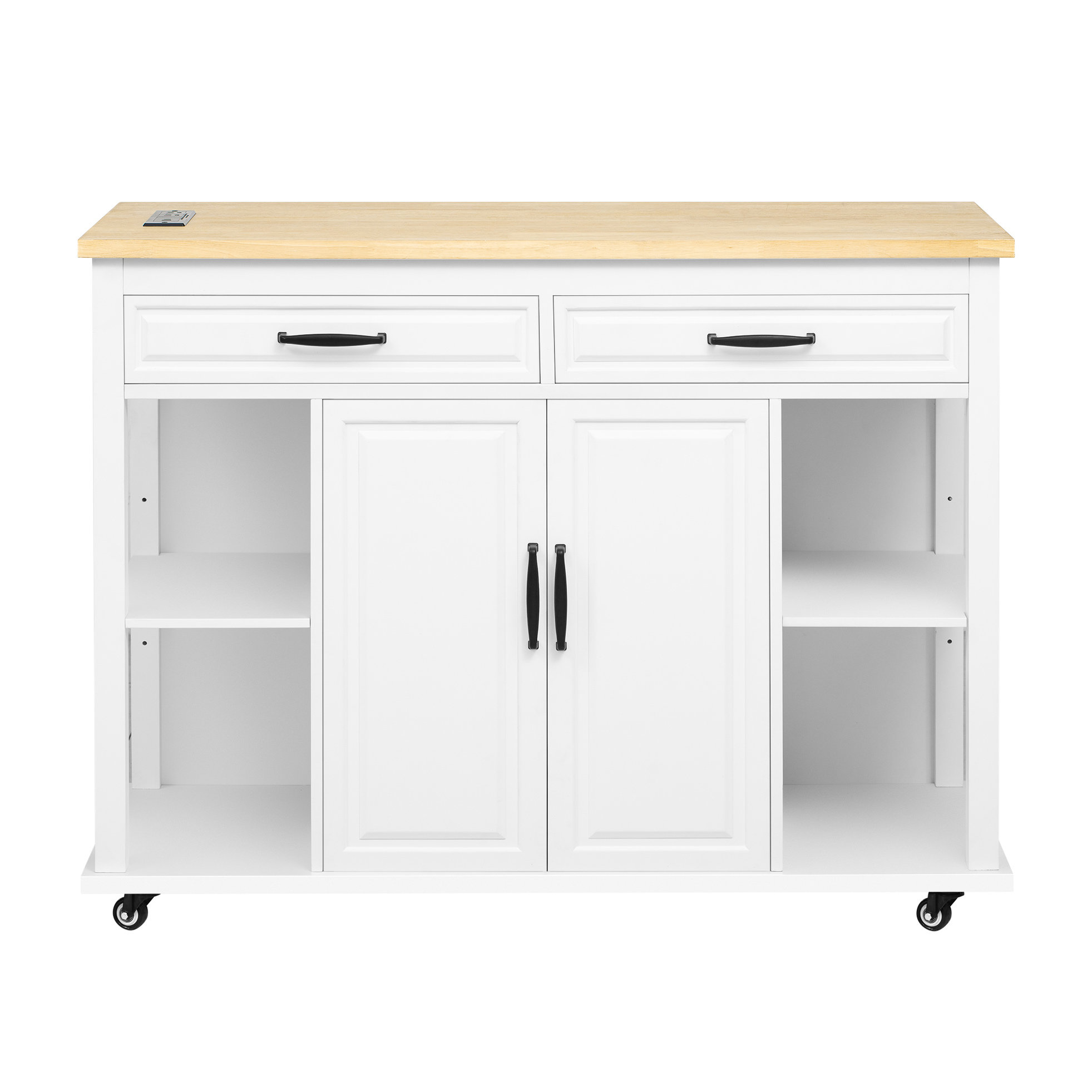 Lark Manor™ 47 - Inch Kitchen Cart With Extendable Table, Rubber Wood ...