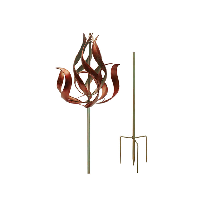 Arlmont & Co. Copper Flame Wind Spinner Kinetic Weather Garden Yard Art ...