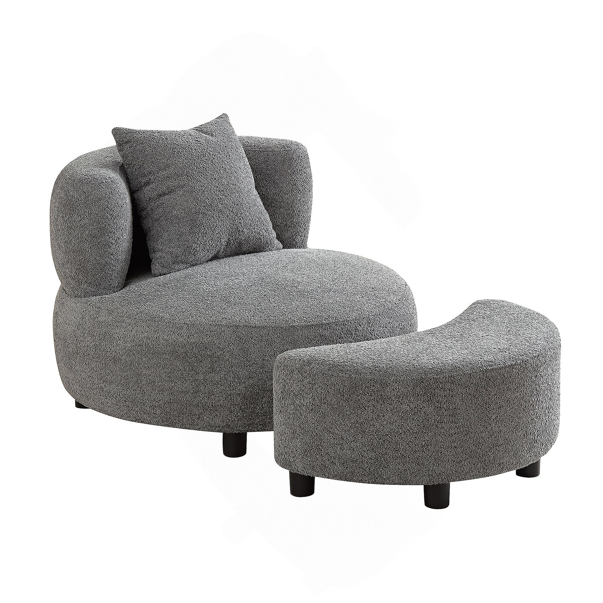 Latitude Run® Comfortable Modern Sofa Chair with Ottoman and SideTable ...