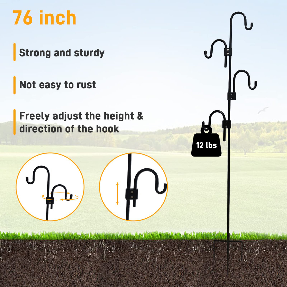 Red Barrel Studio® Quintanilla Shepards Hooks For Outdoor Adjustable ...