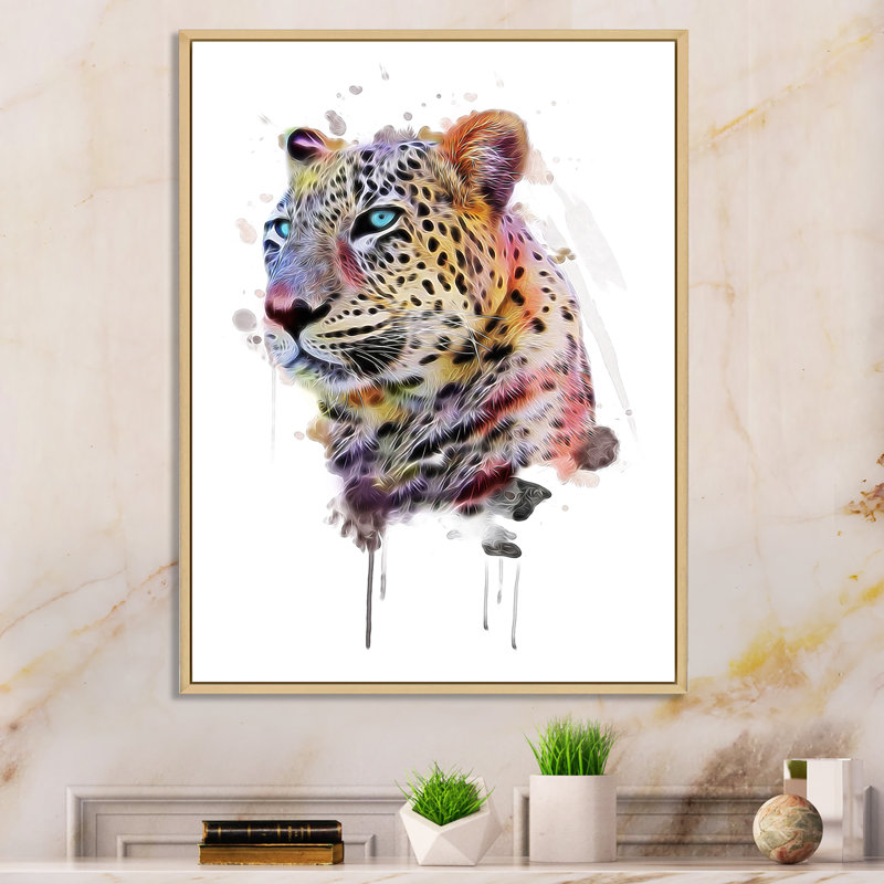 Dakota Fields Colorful Leopard Portrait II - Floater Frame Graphic Art ...