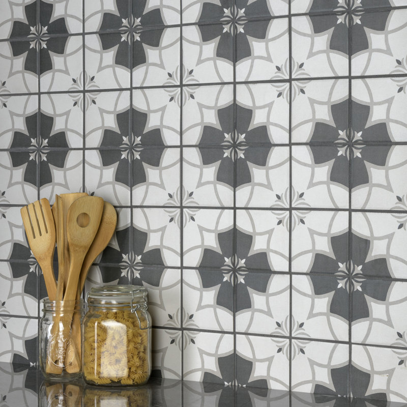 Merola Tile Twenties 4" x 4" Ceramic Patterned Wall & Floor Tile ...