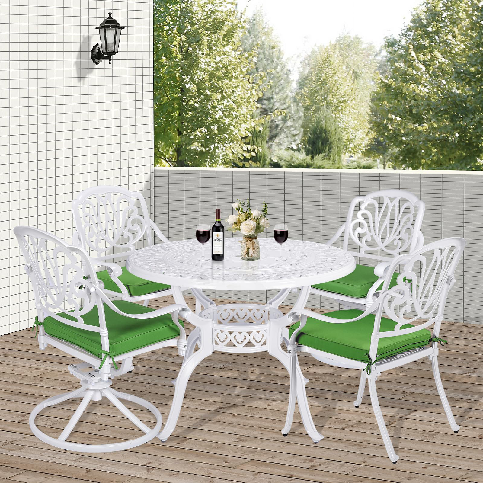 World Menagerie 5-piece Outdoor Patio Dining Set, All-weather Cast ...