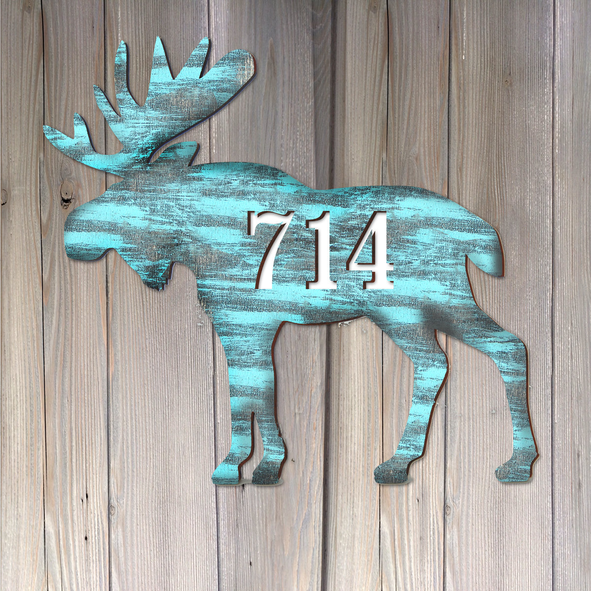 Designocracy Moose House Door Mailbox Address Number 1-Line Wall Mount ...