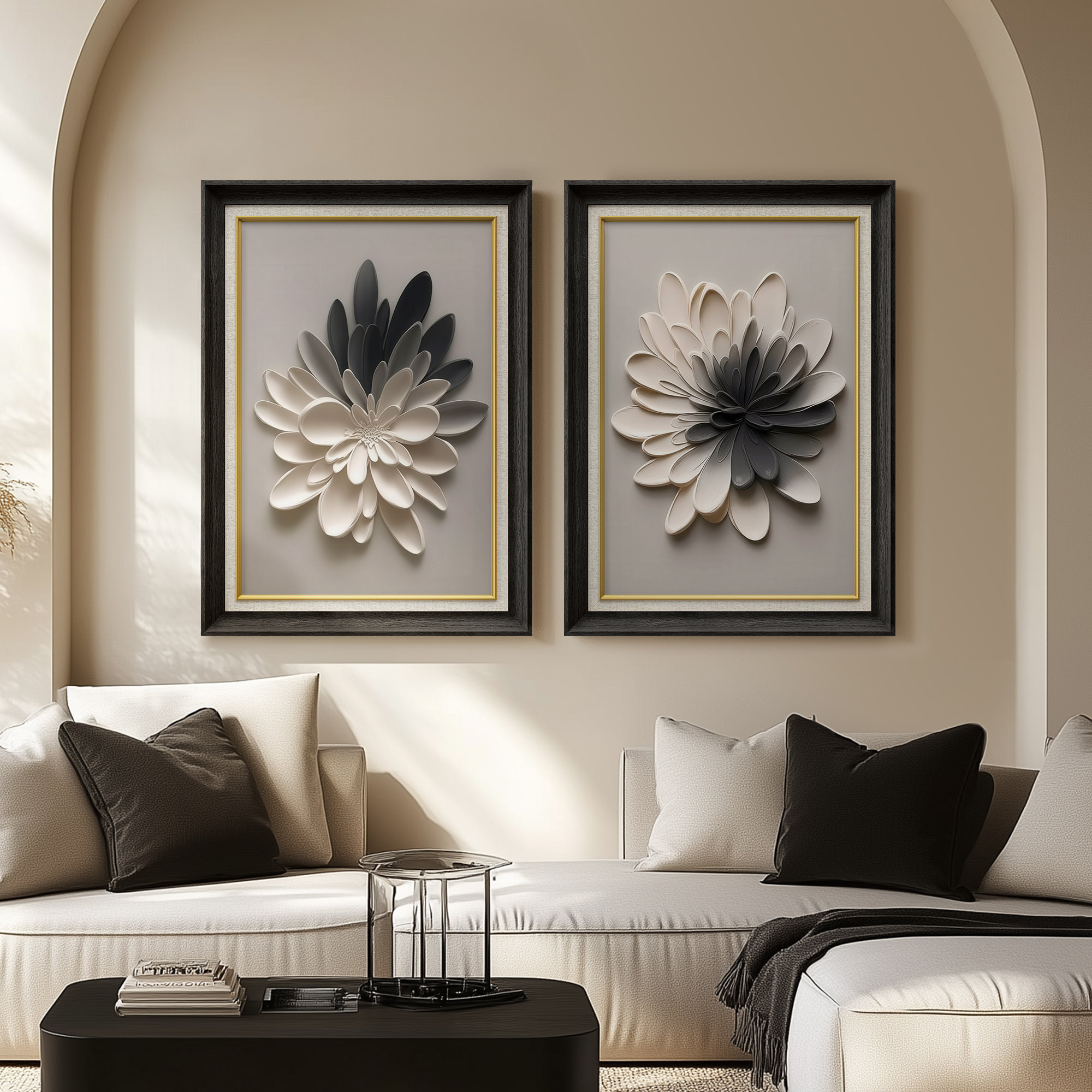 Ashbrook Modern 3D Floral Sculptural Art in Neutral Tones Contemporary ...