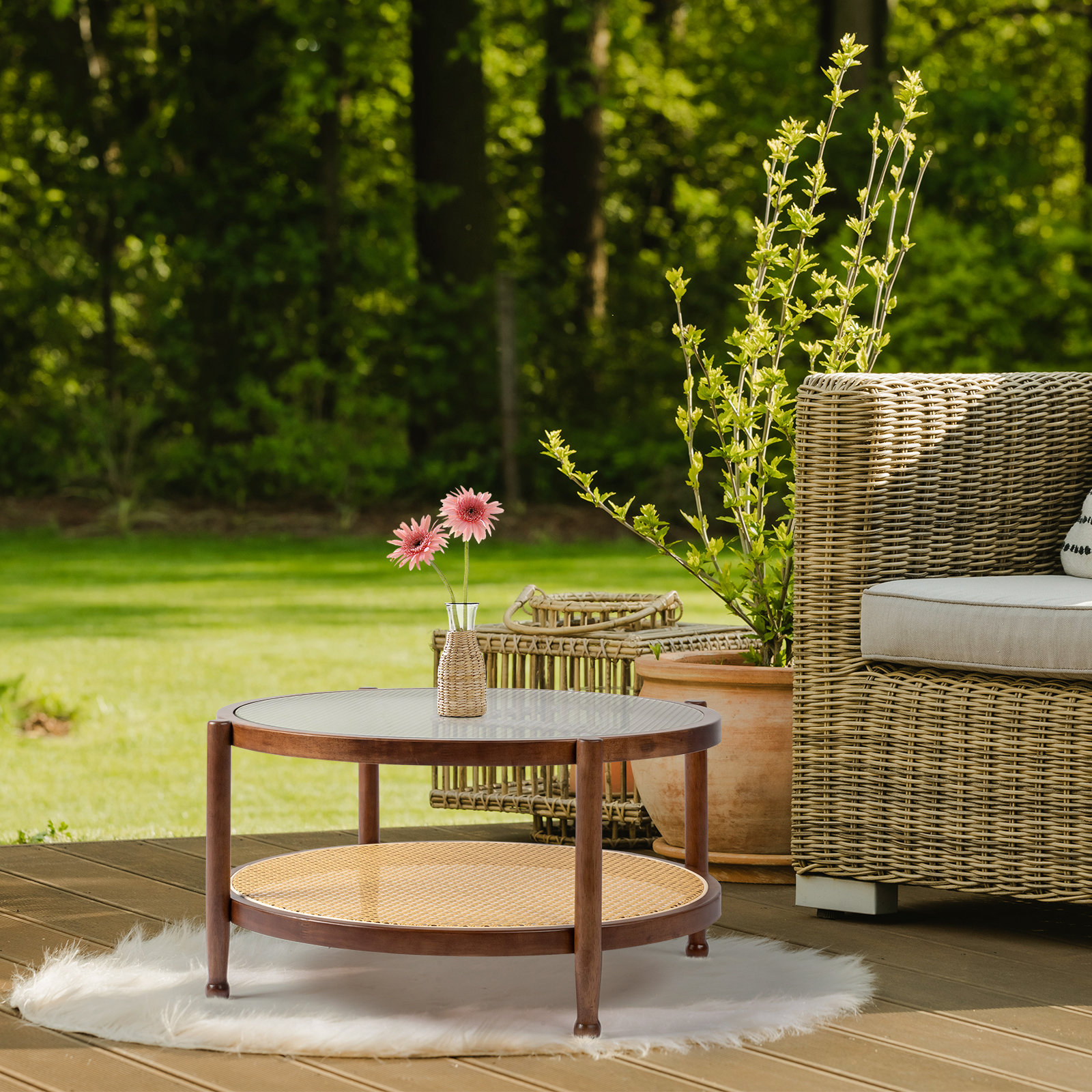 Bay Isle Home™ 31.5In. Patio Brown Wooden Side Table & Reviews ...