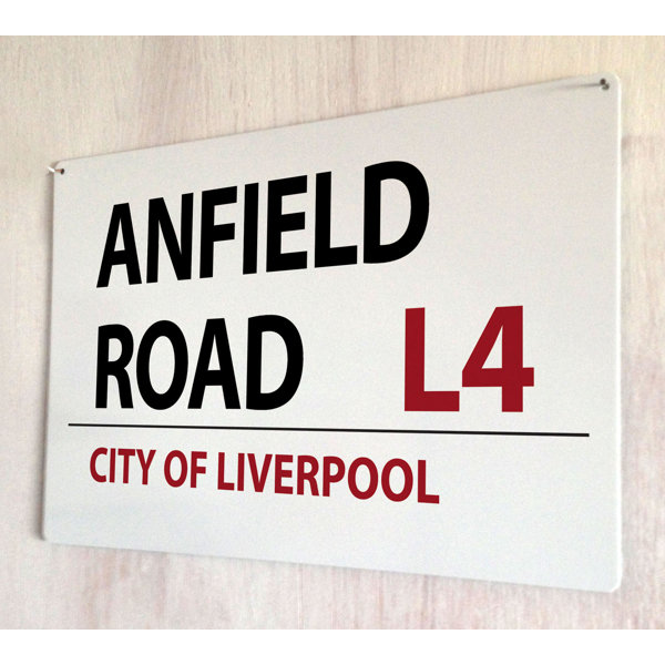 Happy Larry 'Anfield Road Sign' - Unframed Typography Print on Metal ...