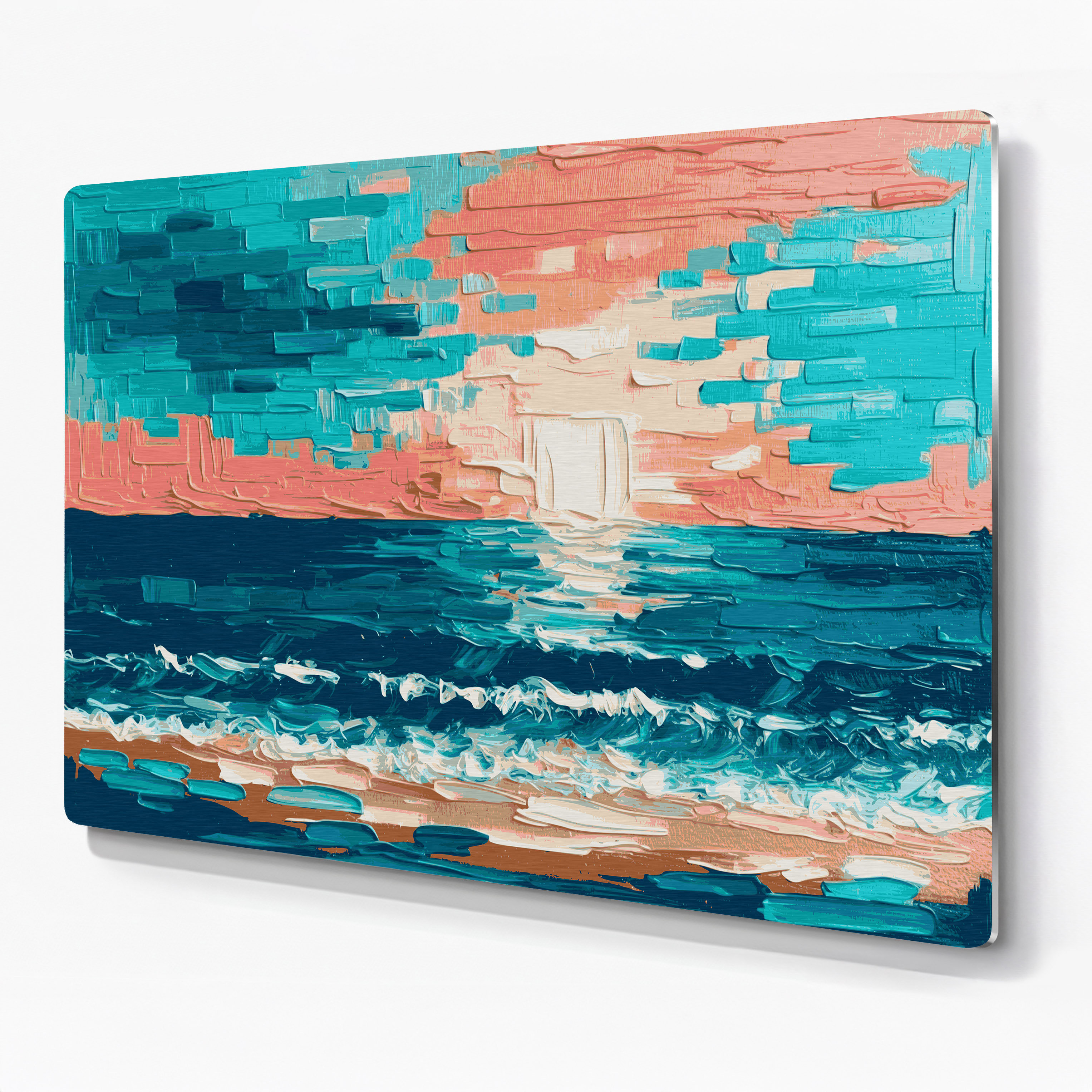 Hokku Designs Coastal Beach Pixels Blue Metal Wall Art | Wayfair