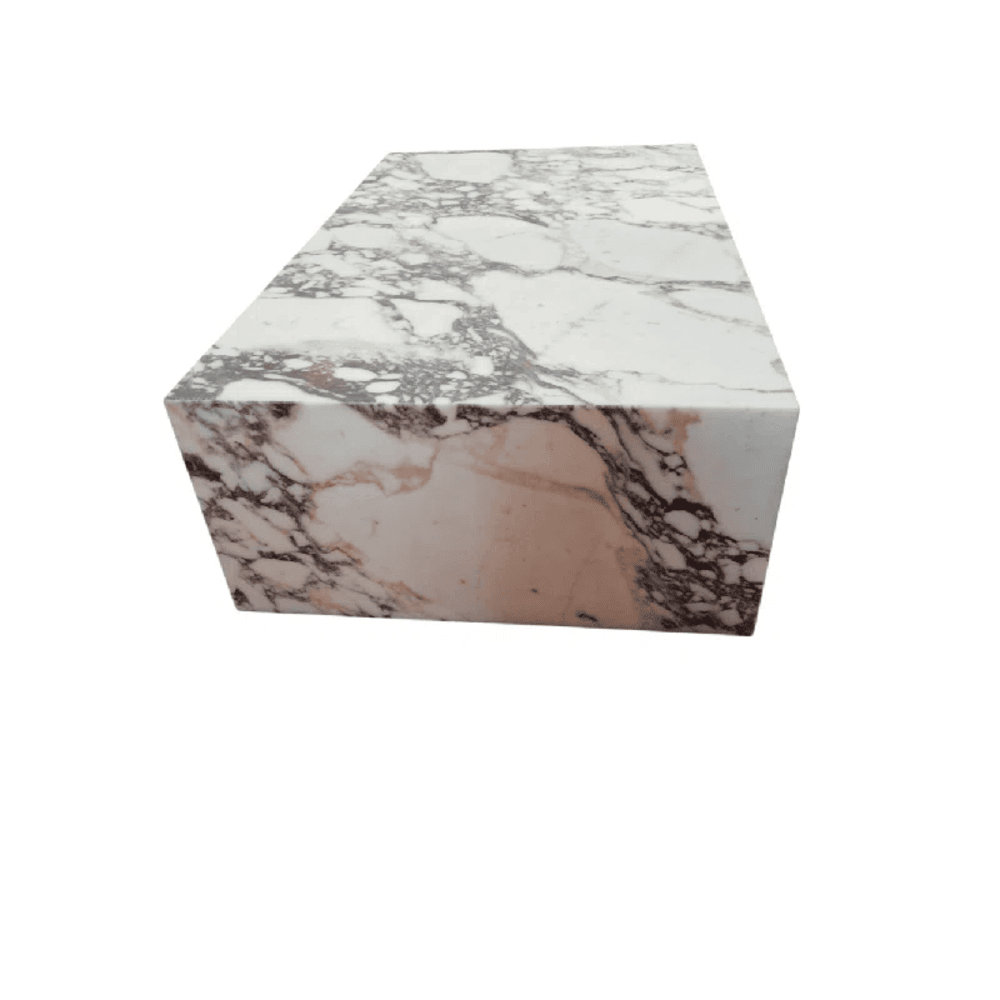 BETACH Genuine Marble Block Coffee Table - Calacatta Viola Marble, 54 ...
