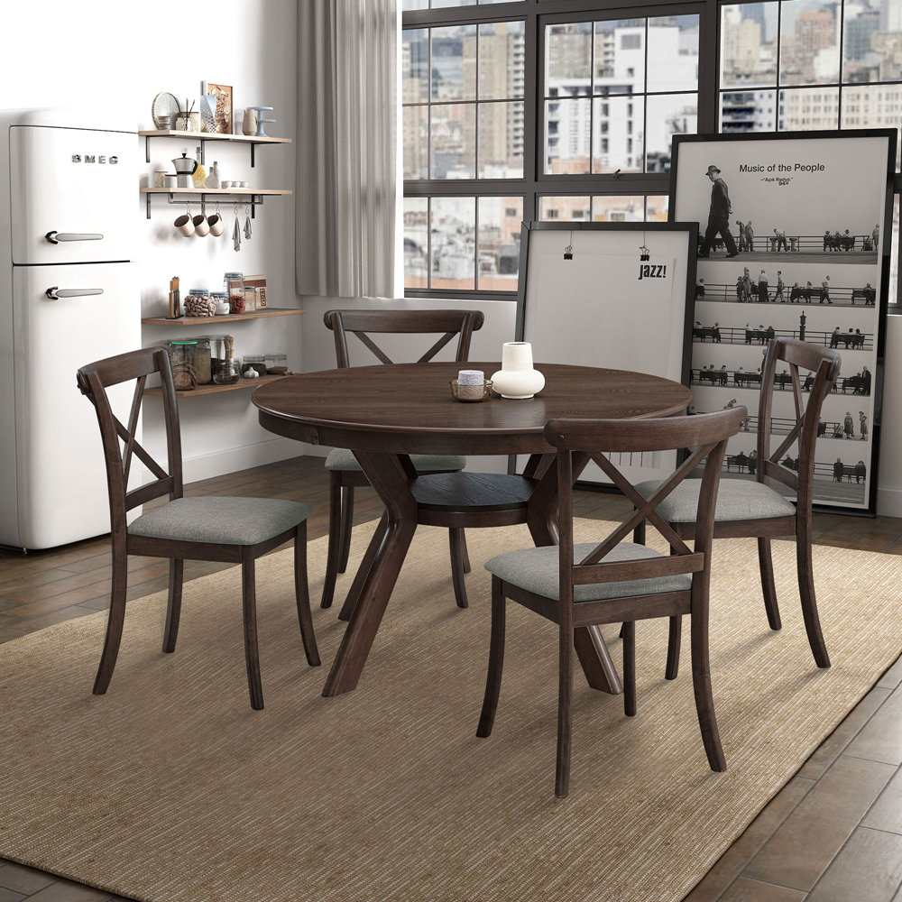 Rosalind Wheeler 5-Piece Dining Table Set Modern Round Kitchen Table ...