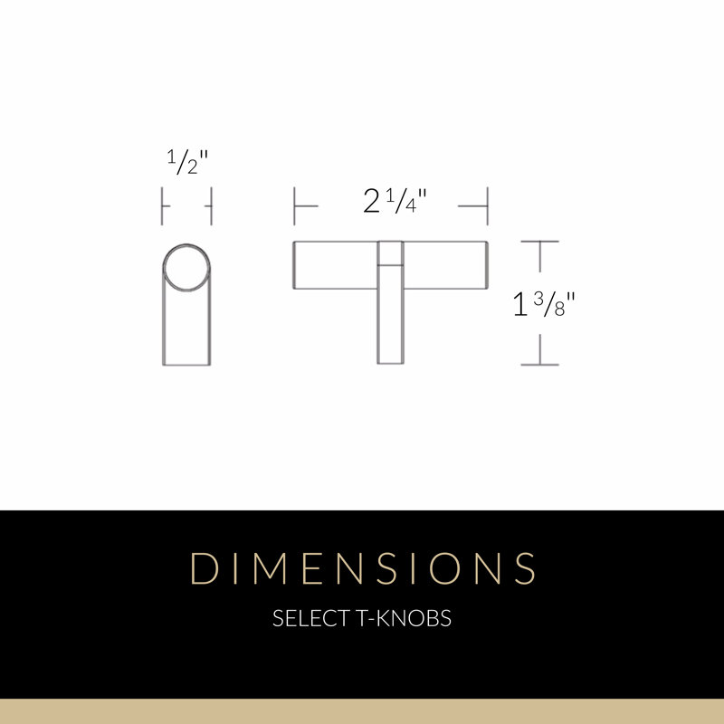 Emtek Select Cabinet T-Knob 2-1/4", Rectangular Bar Stem & Knurled Pull ...