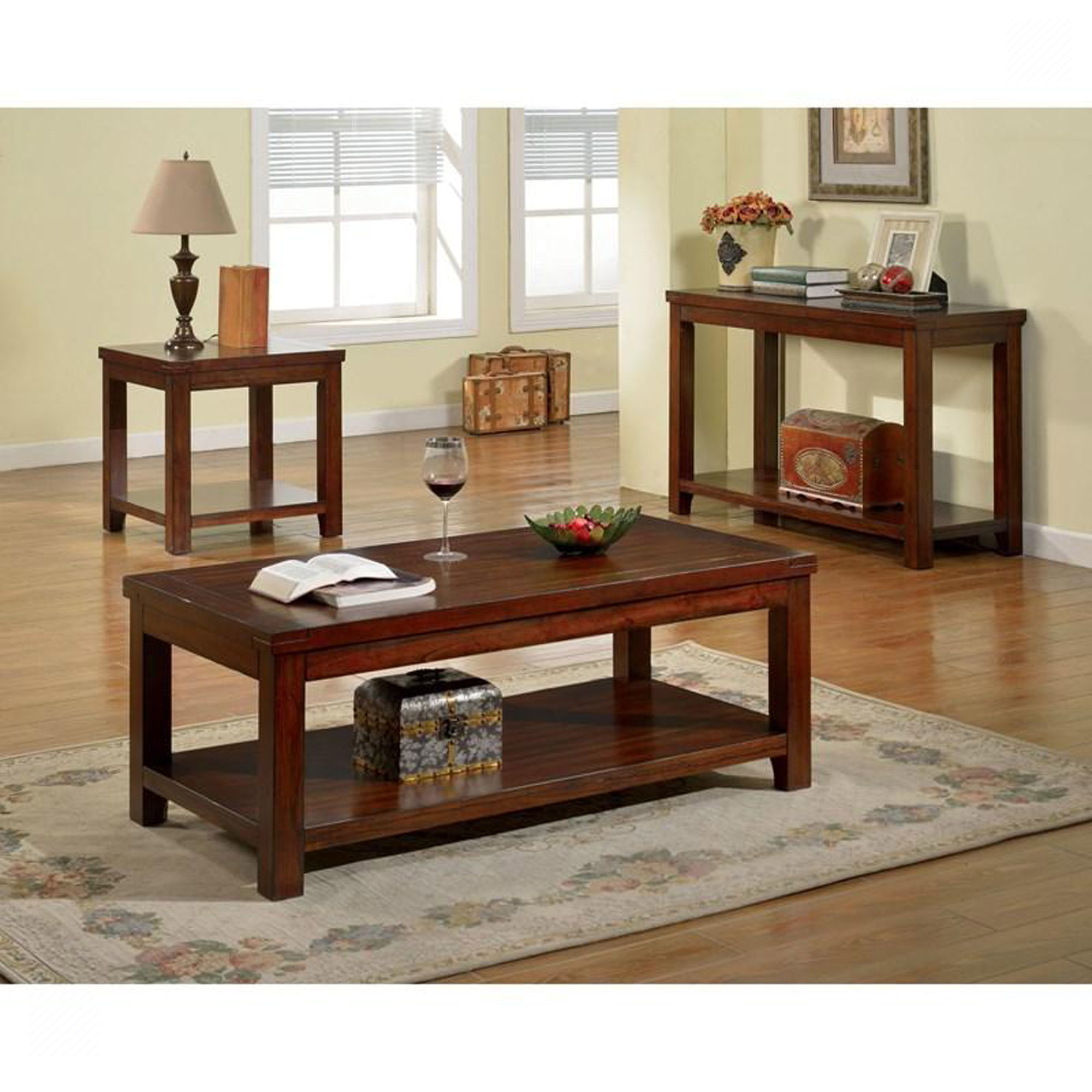 Winston Porter Natural Wood Coffee Table With Open Shelf - Wayfair Canada