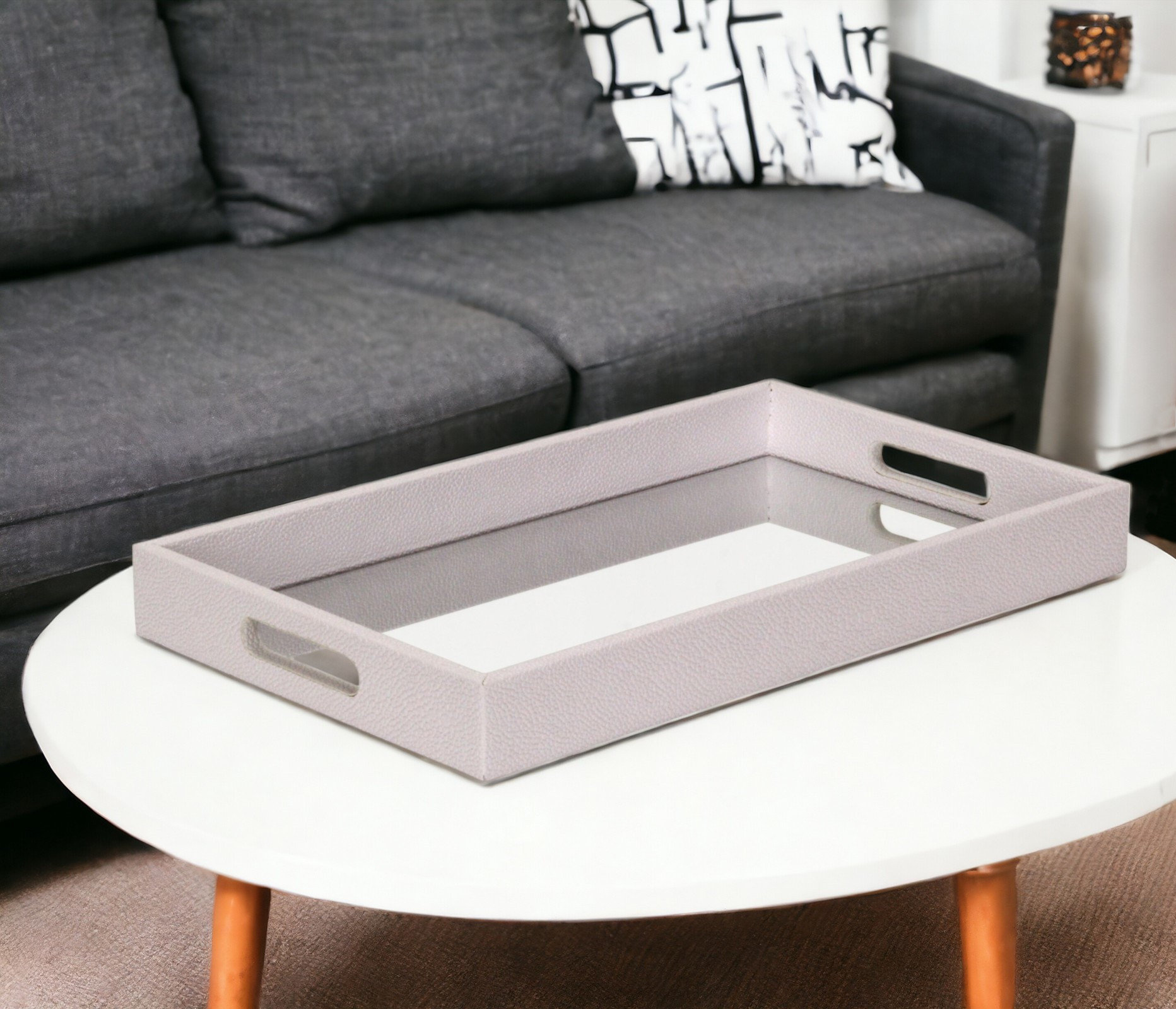 Wade Logan Flippin 16" Shagreen and Mirror Tray & Reviews | Wayfair