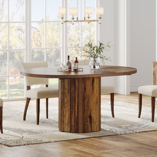 Millwood Pines Wood Dining Table For 4-6 People, 55" Oval Kitchen ...