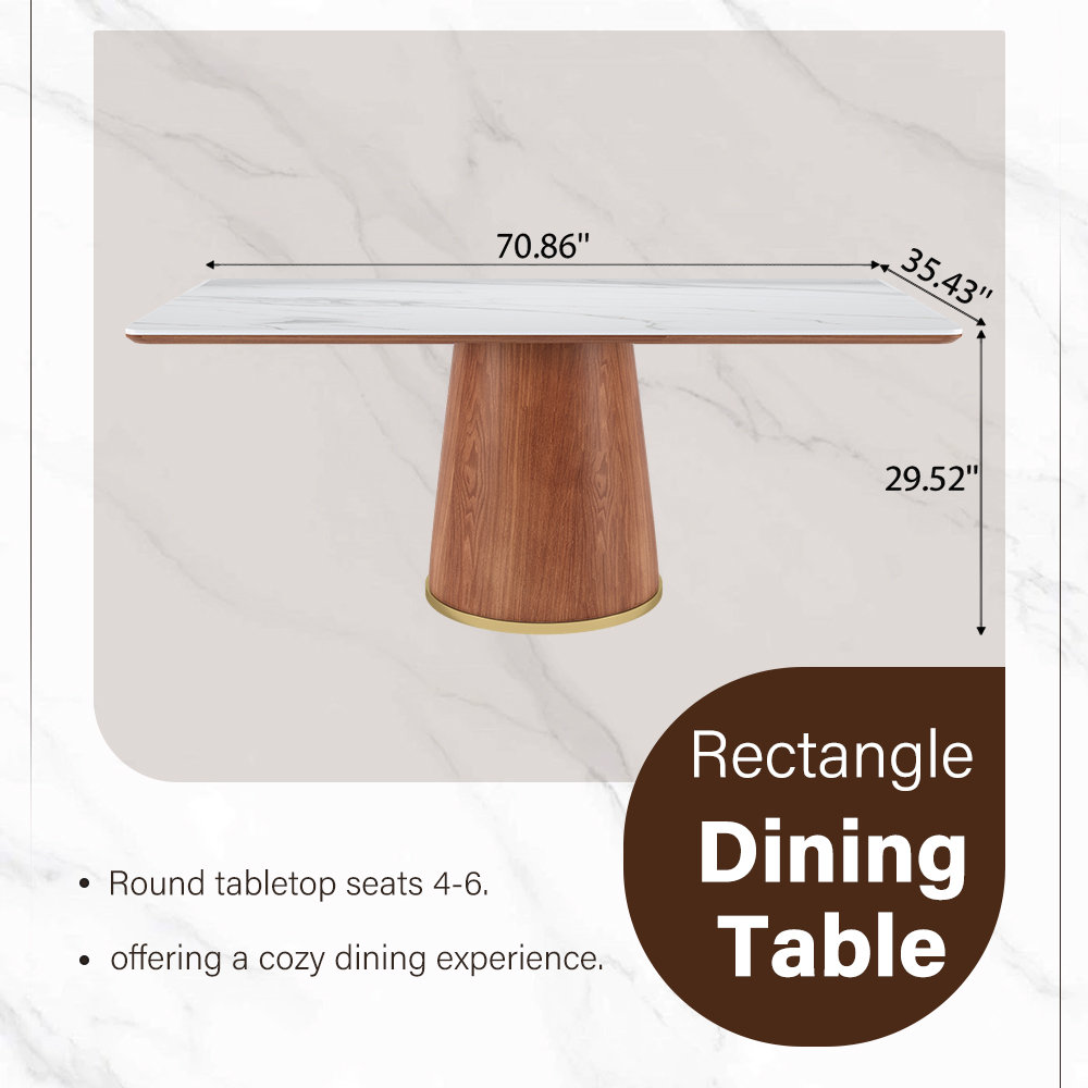 Brayden Studio® Gullu Modern Faux Marble-Pattern Rectangular Dining ...