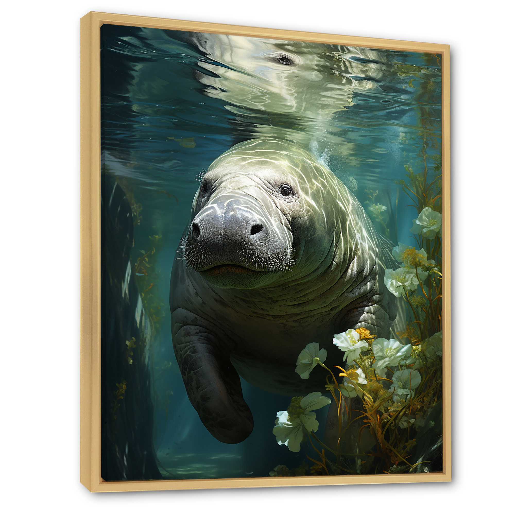 Ebern Designs Manatee Grace 2 - Coastal Animal Wall Art | Wayfair