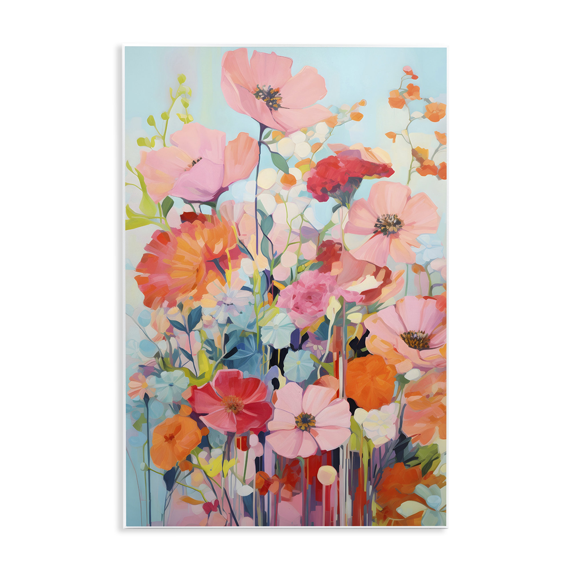 Dakota Fields Abstract Flowers on Blue Wall Plaque Art by LSR Design ...