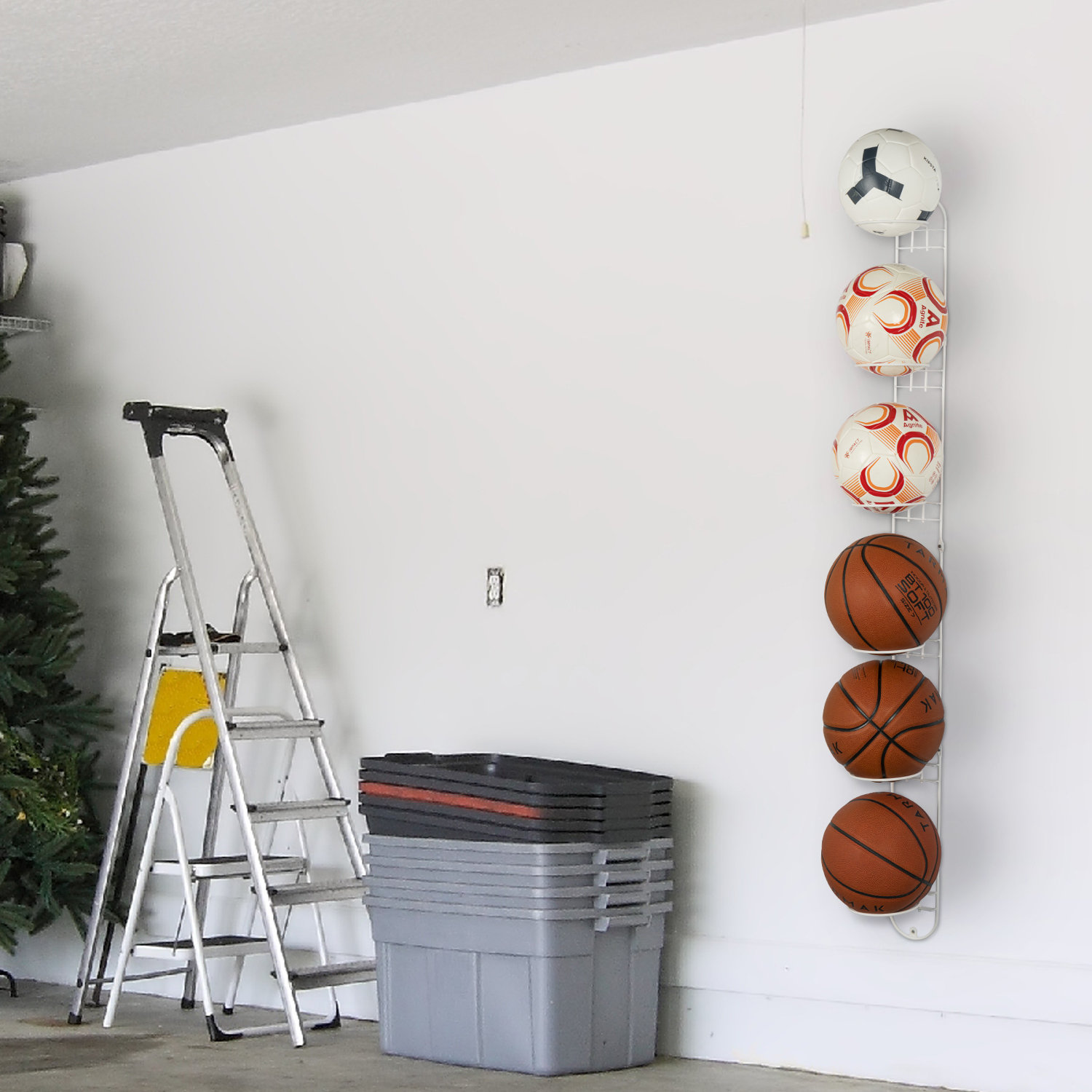 Arlmont & Co. Roelf Wall Mounted Metal Sports Storage Ball Rack | Wayfair