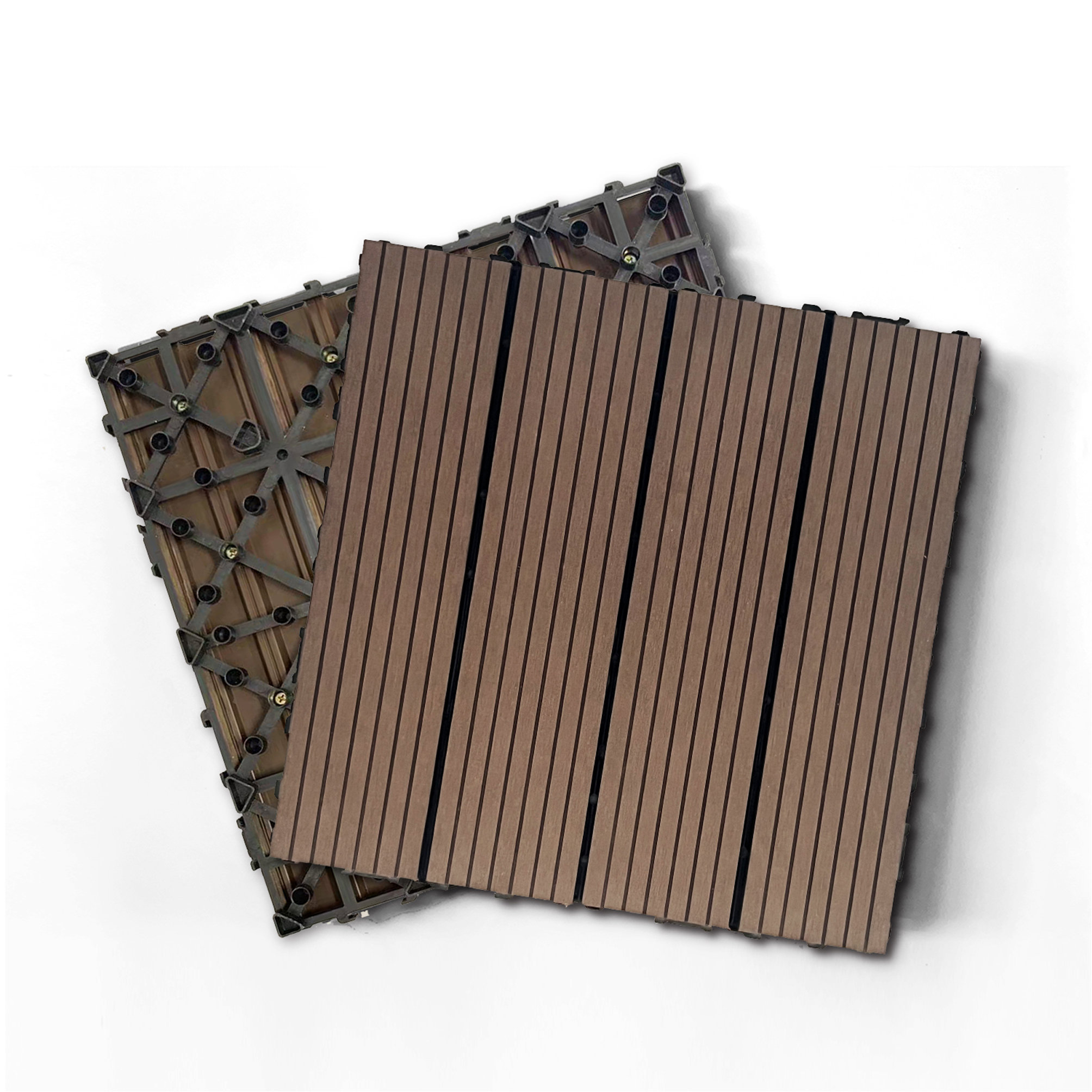 LUTINMUE Wood Plastic Composite Deck Tiles Set Of 20Pcs, Composite ...