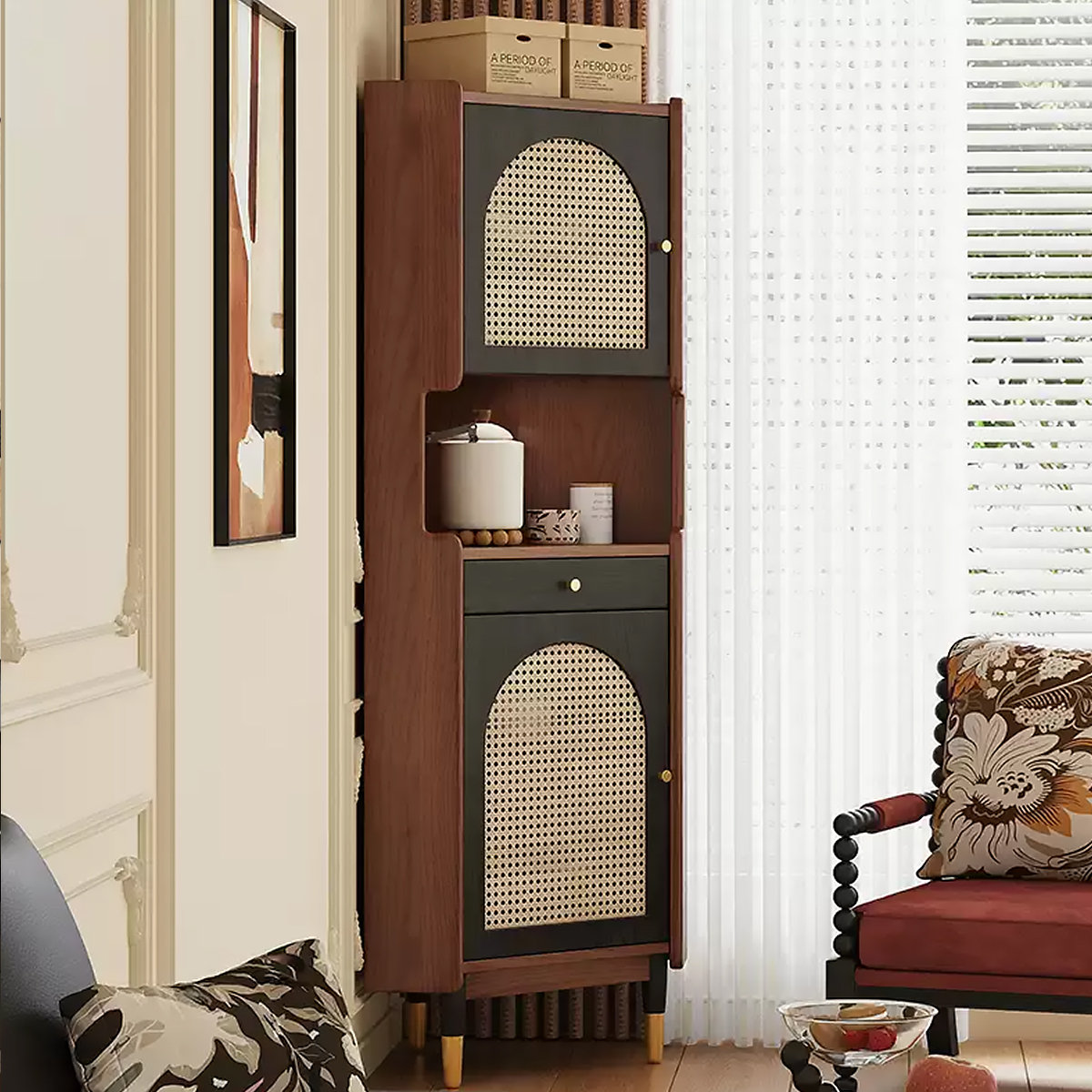 Bayou Breeze Retro minimalist solid wood triangular corner cabinet ...