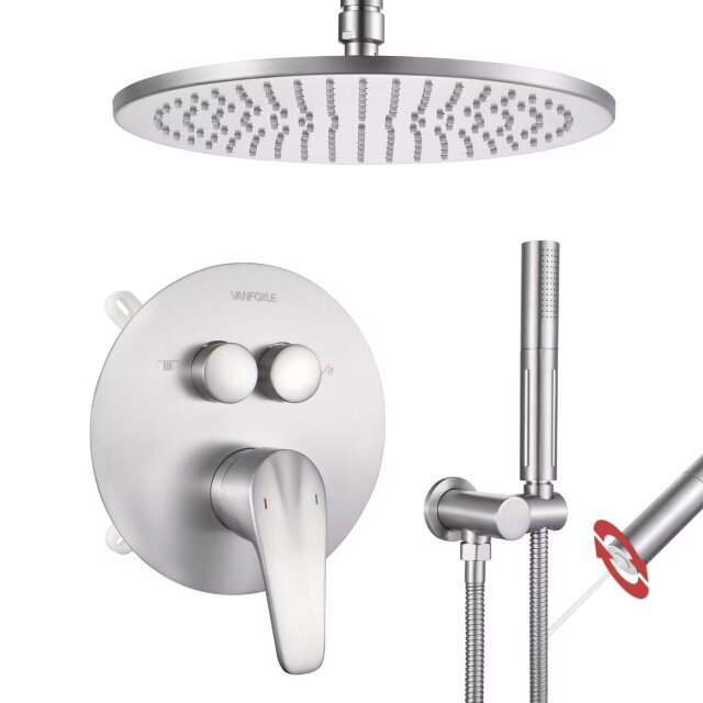 VANFOXLE Pressure-Balanced (Temperature And Volume) Complete Shower ...