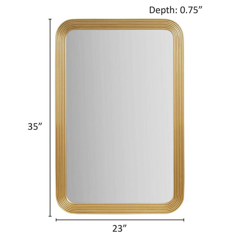 Mercer41 Rounded Rectangle Fluted Wall Mirror Gold See below | Wayfair