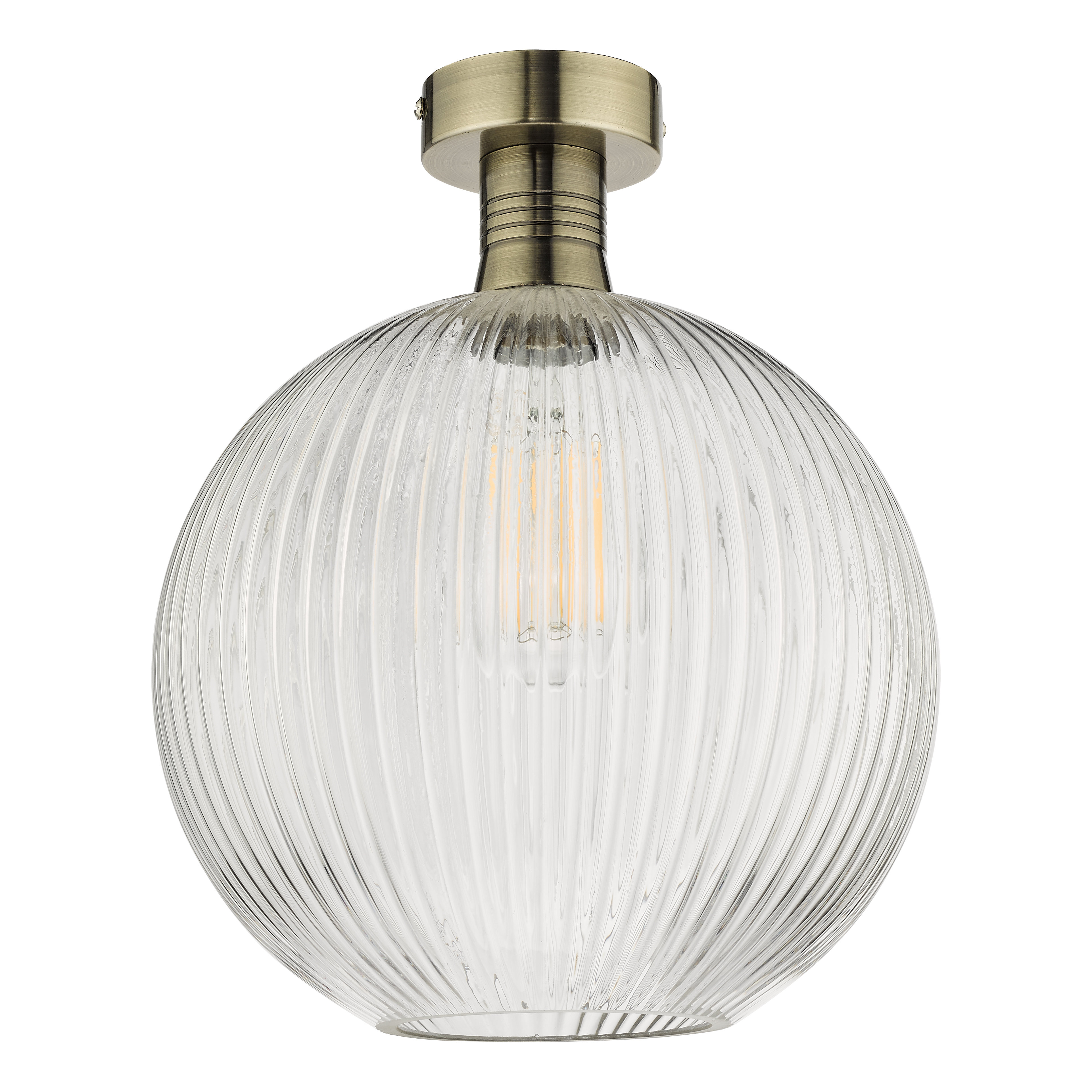 Borough Wharf EMERSON 1LT SEMI FLUSH CW ROUND RIBBED GLASS | Wayfair.co.uk