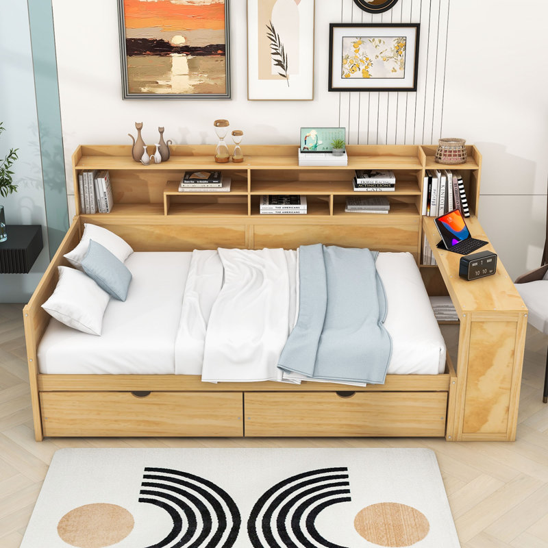Lark Manor™ Dalainey Wood Daybed with Drawers, Desk and Shelves | Wayfair