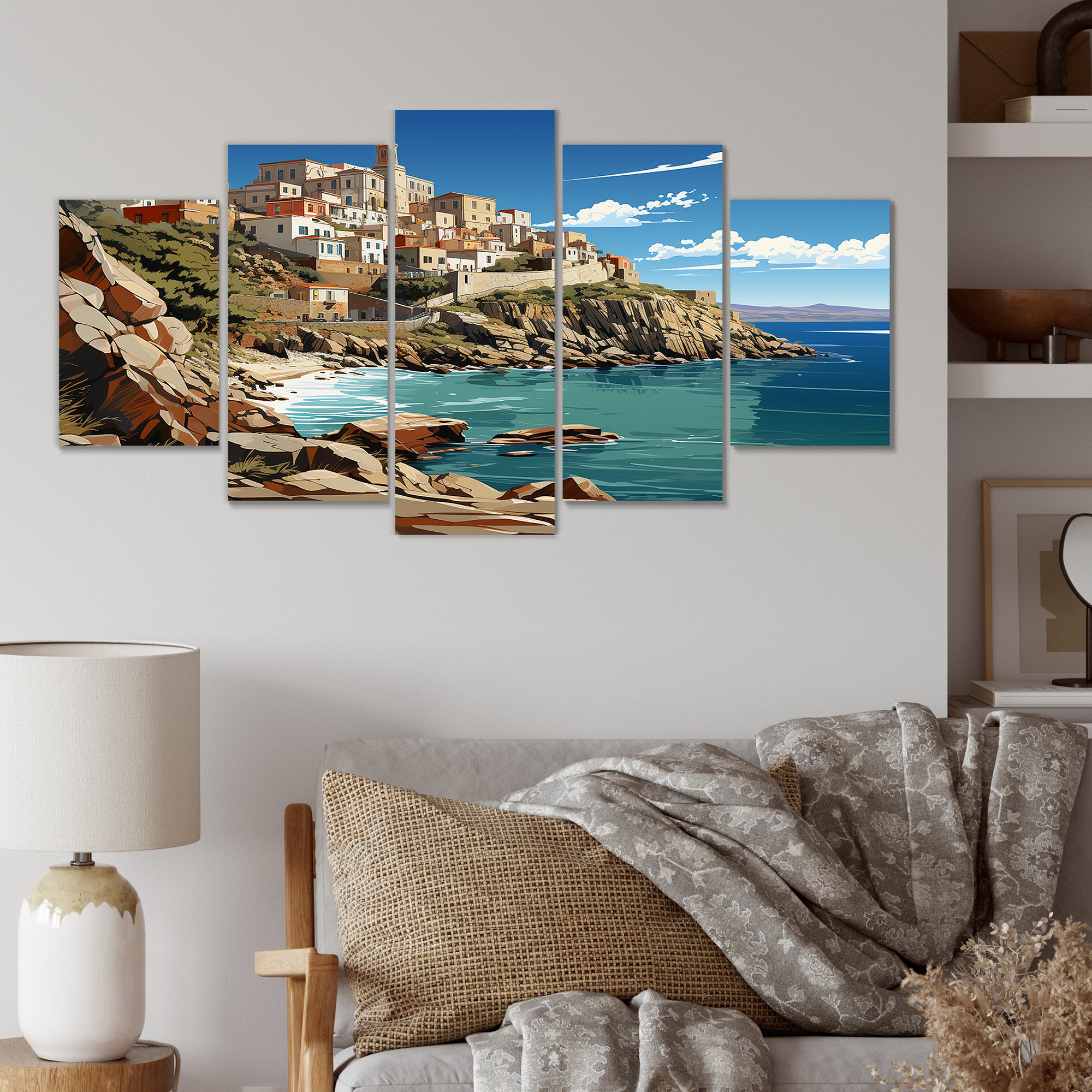 Beachcrest Home™ Syros Serenityscape I - Coastal Port Multipanel Wall ...